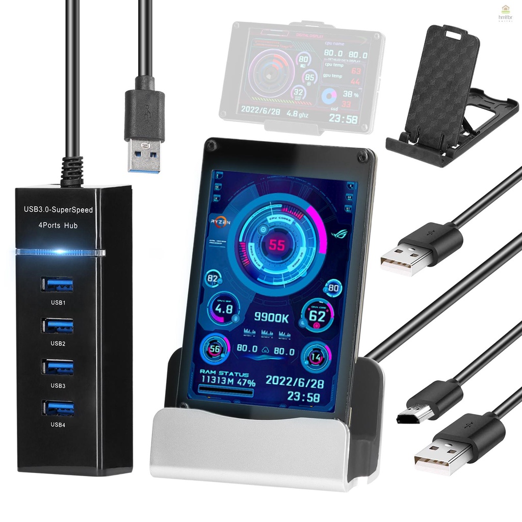 Monitor De 3,5 Polegadas LCD IPS Computadores CPU GPU Monitoramento Sub ...