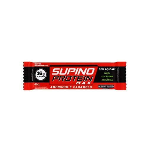 Barra de Proteína Supino Protein MAX - 46g - Amendoim e Caramelo | Shopee Brasil