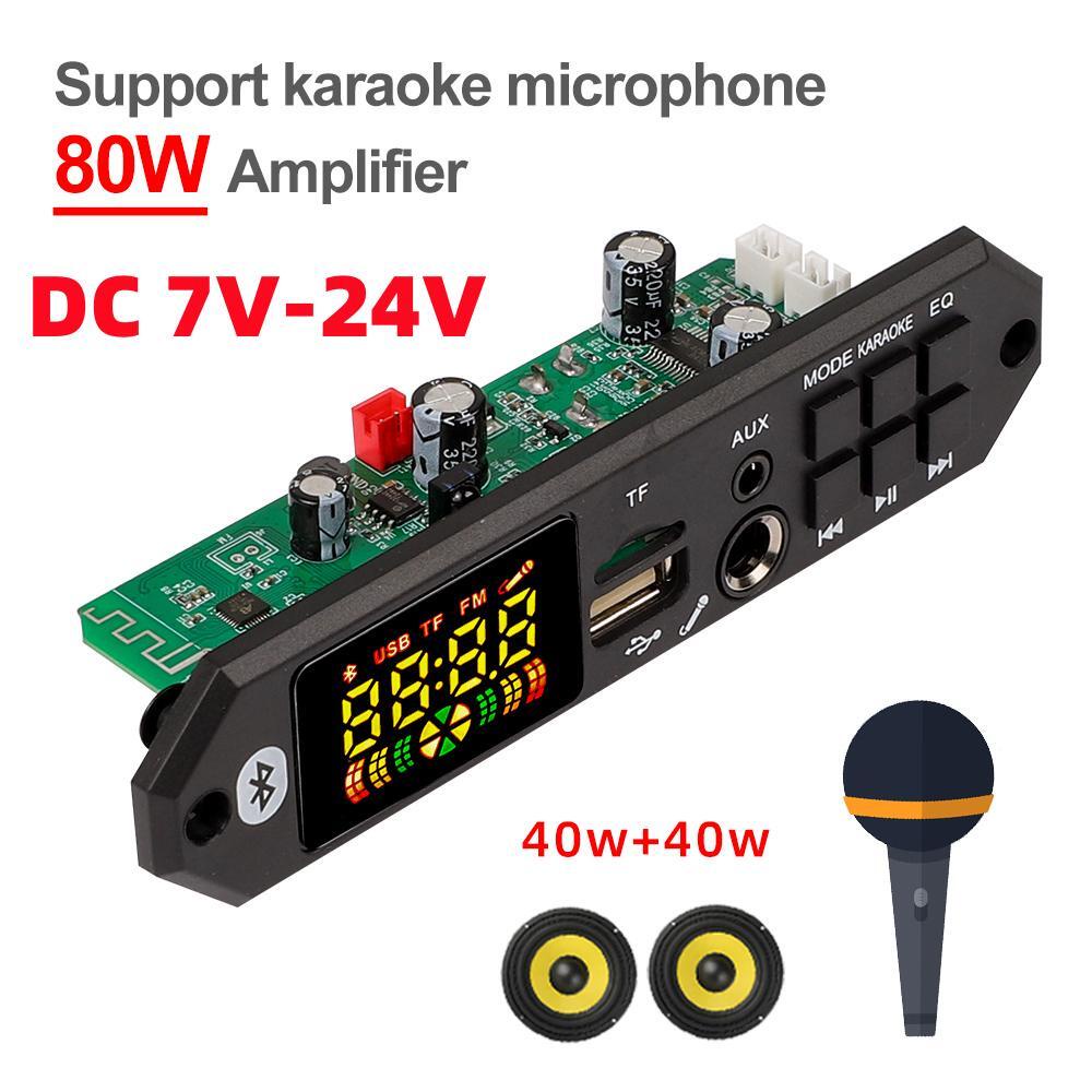 Placa Decodificadora MP3 Mãos-Livres Amplificador De 80W Bluetooth 5.0 MP3 Player 12V 24V Módulo ...