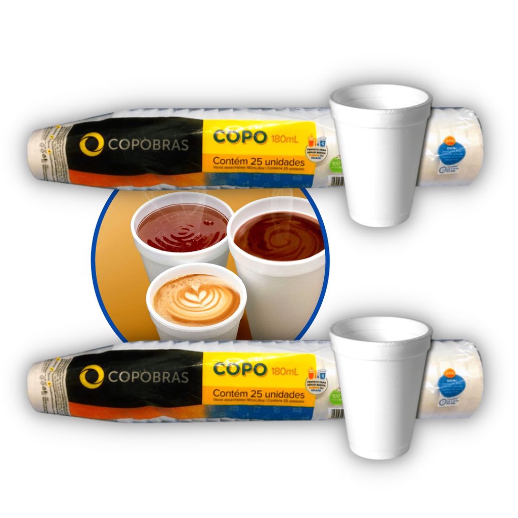 Copo Térmico de Isopor para Bebidas Copobras - 180ml - 50 Unidades ...