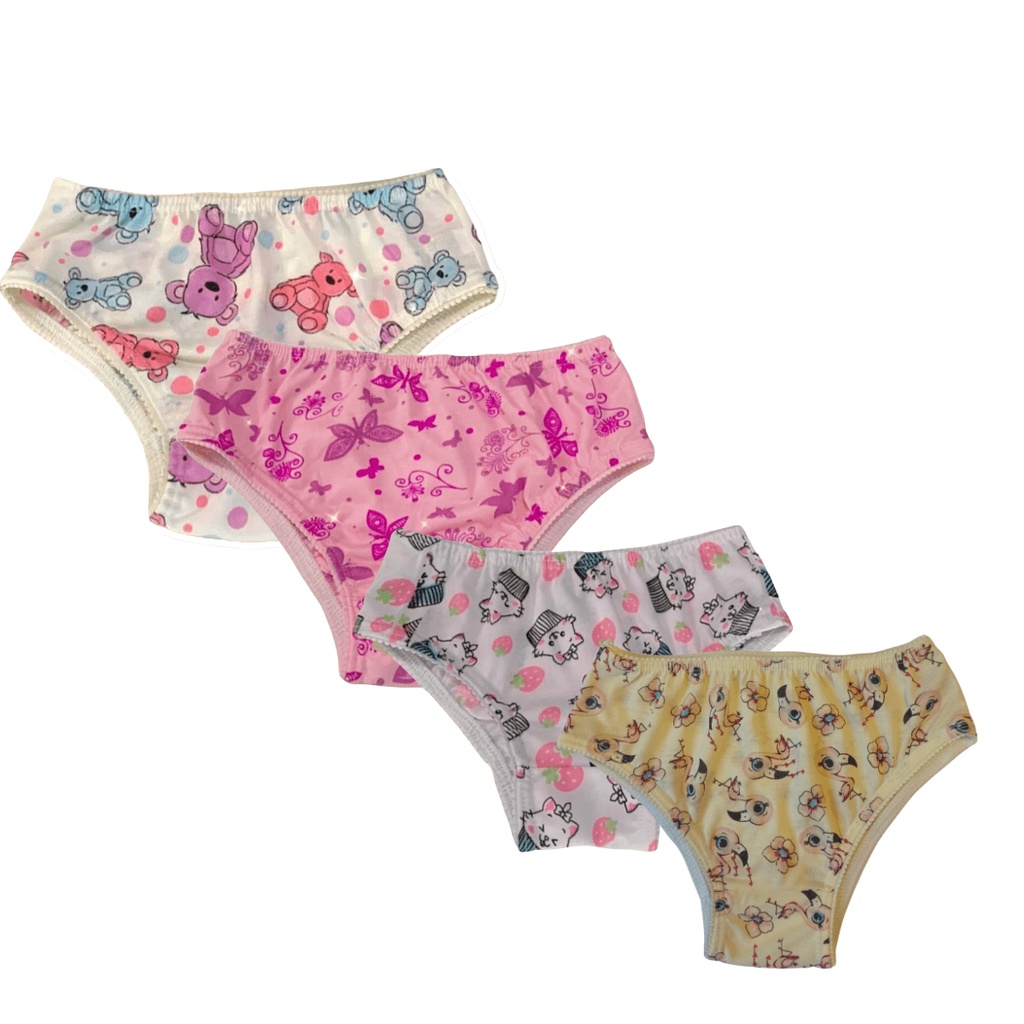 Kit 12 Calcinhas Infantis Menina Criança P M G GG | Shopee Brasil