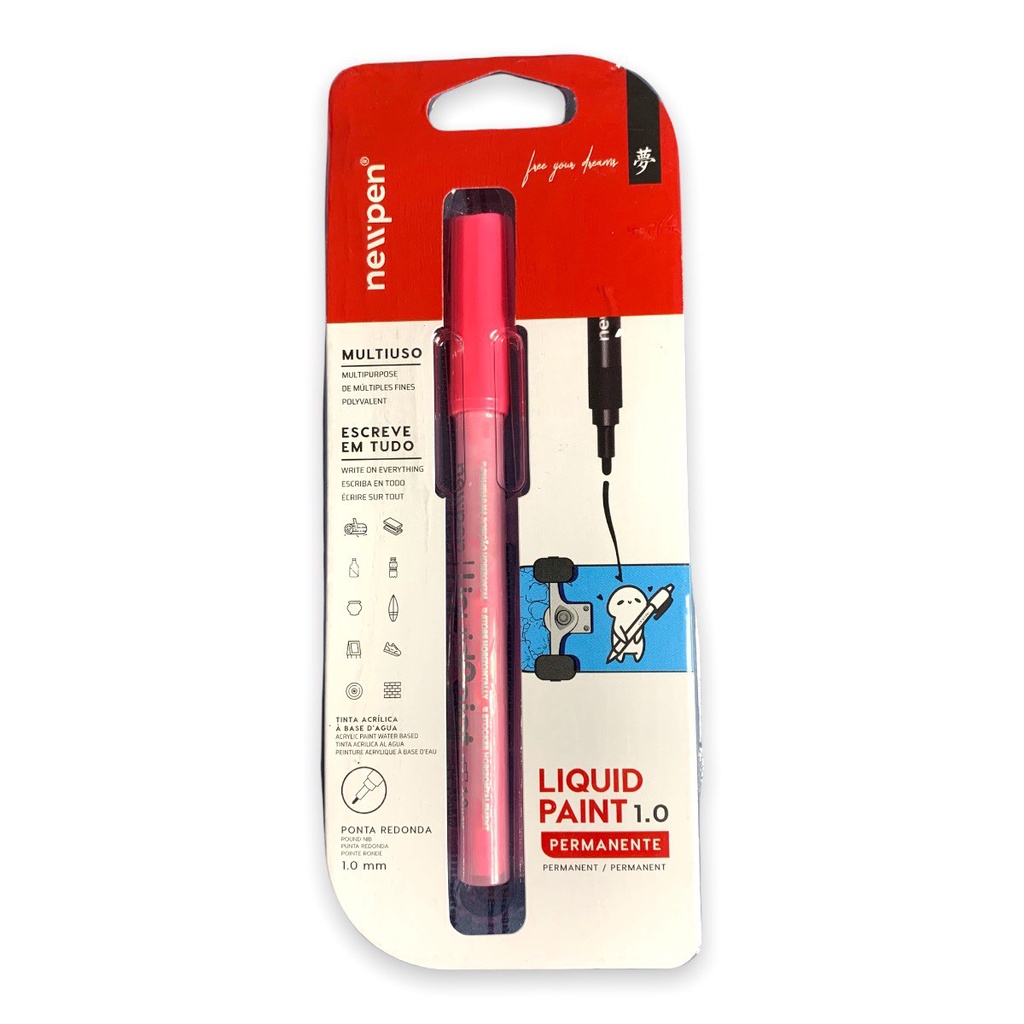 Caneta Marcador Newpen Liquid Paint Permanente Rosa | Shopee Brasil