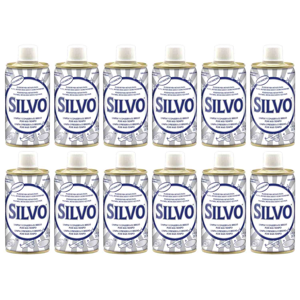 Kit 12un Polidor Líquido Metais Finos Silvo Antimancha 200ml | Shopee ...