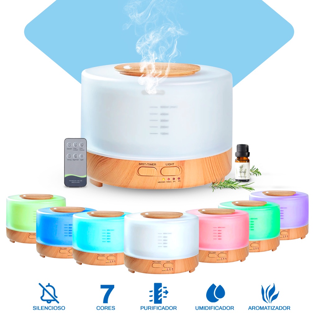 Difusor De Aromas Óleos Essenciais Umidificador Ultrassónico ...