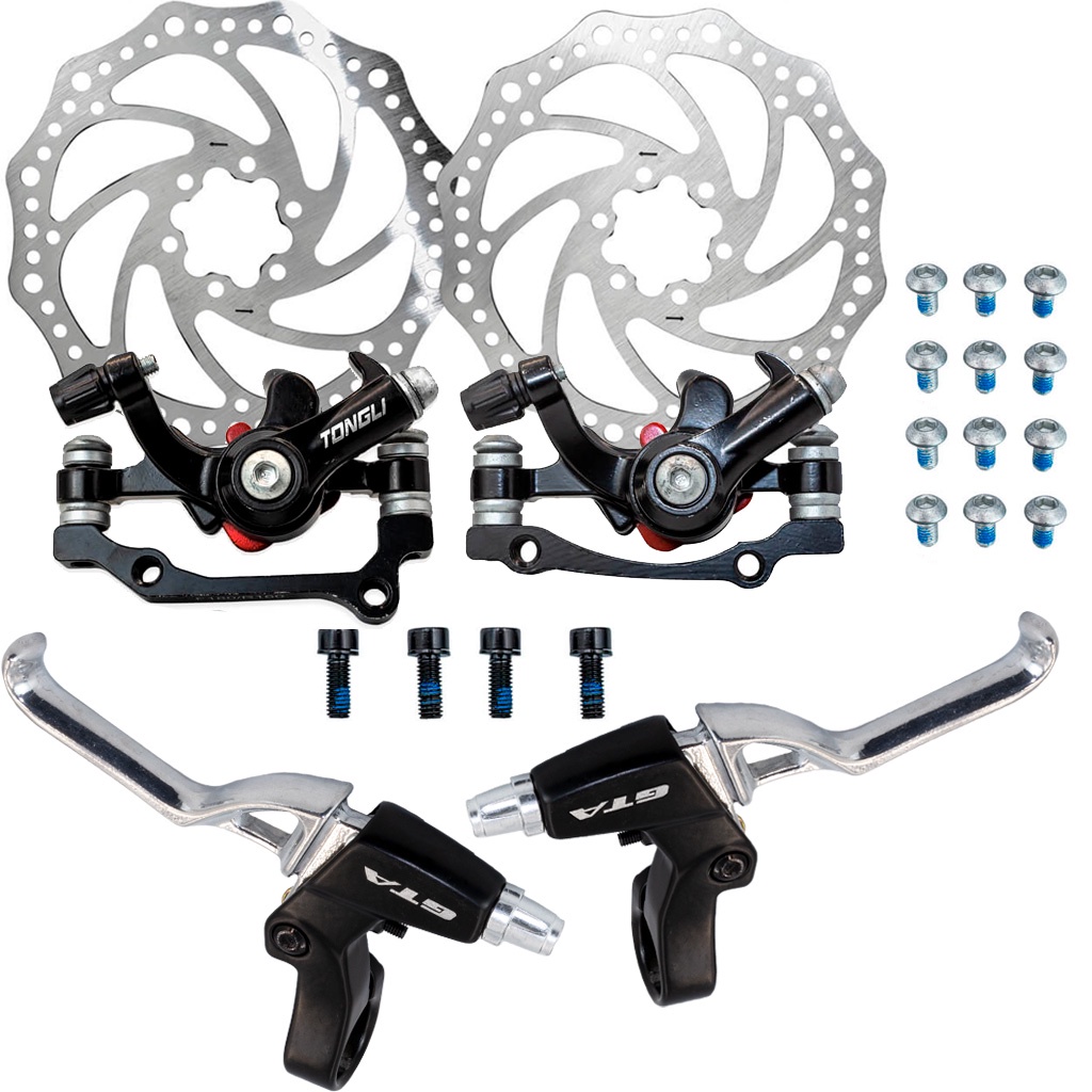 Kit Freio Disco Bike Mecanico Disco Pinca Rotor Completo + Par Manete ...