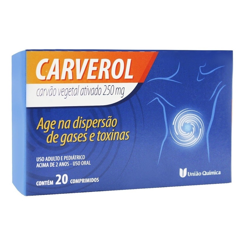 Carvão Ativado Vegetal Carverol 250mg 20cp | Shopee Brasil