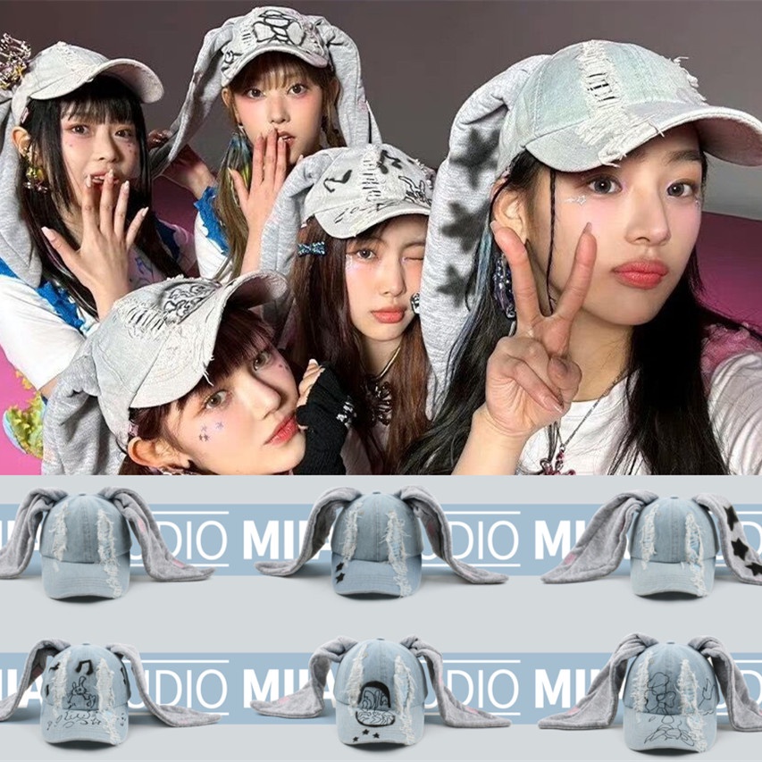 Kpop Idol Newjeans Chapéu De Grafite OMG HANNI Mesmo Estilo Orelhas De ...