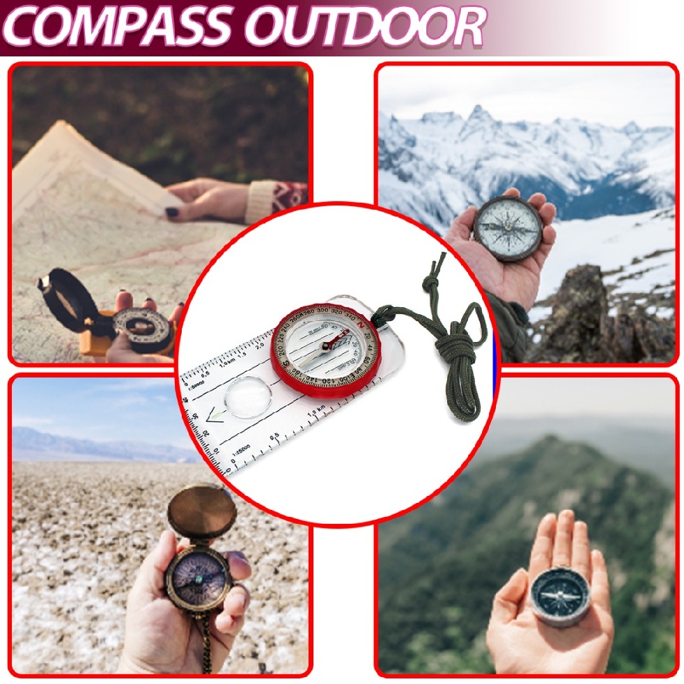 Multifunctional Compass Map Scale Ruler Outdoor Hiking Camping Survival ...