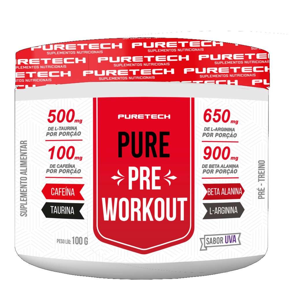 Suplemento Alimentar Em Pó Puretech Pure Pre Workout Sabor Uva 100g ...