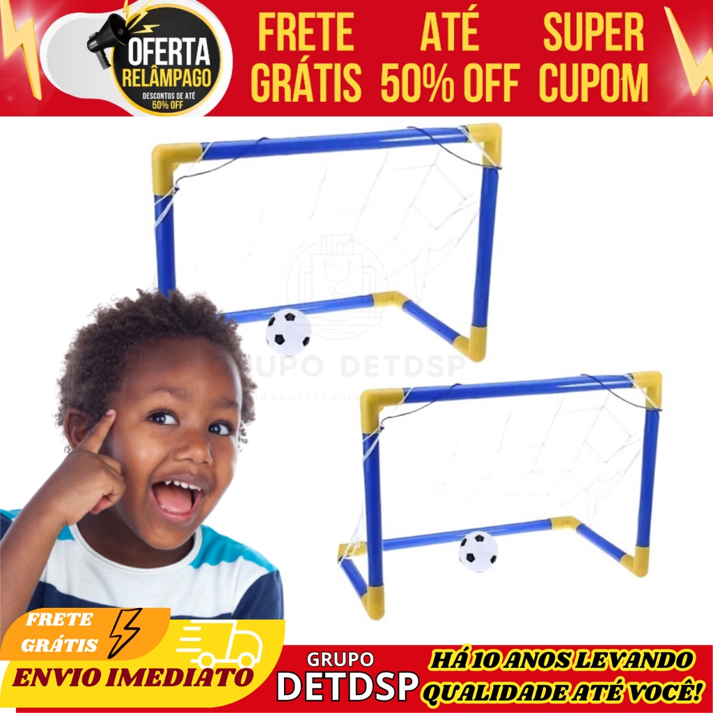 Kit Gol Futebol com Mini Trave Gol a Gol Rede e Bola Brinquedo Kit com ...