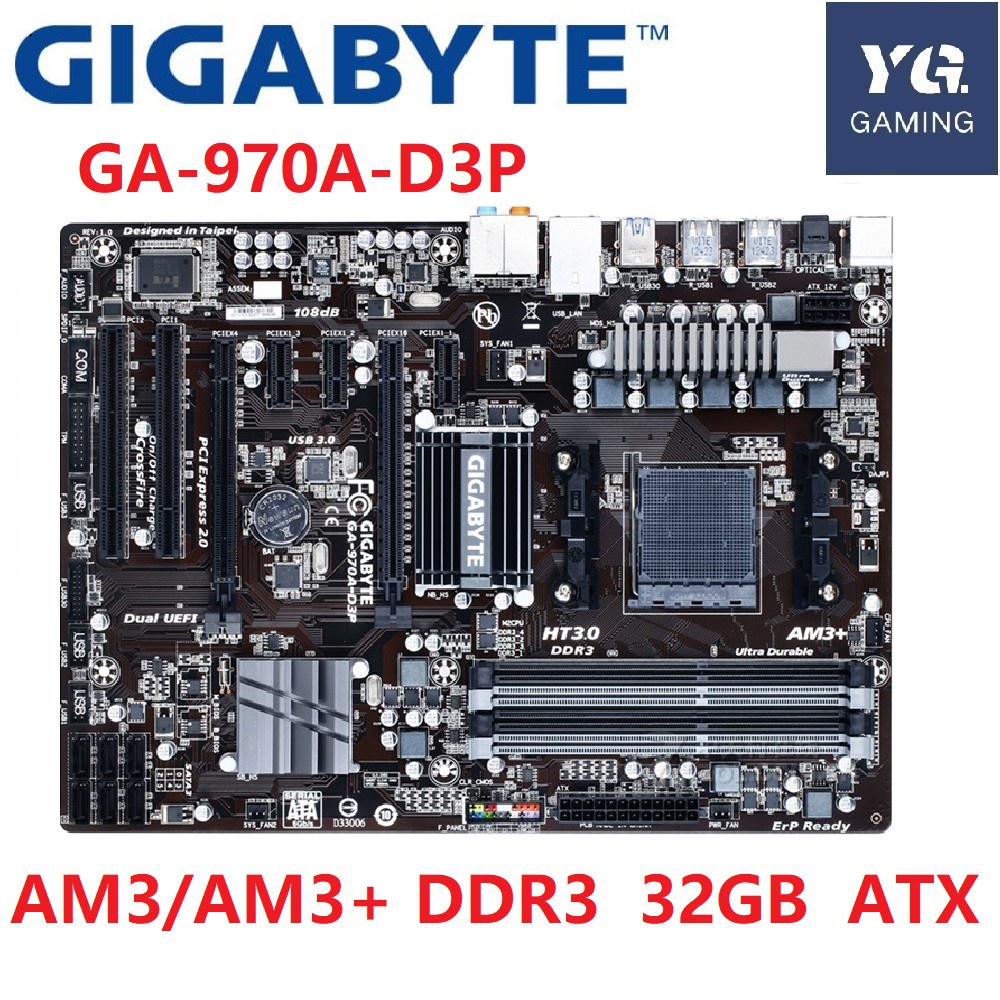 Placa-mãe original GA-970A-DS3P Gigabyte Socket AM3/AM3 DDR3 970A-DS3P placas de 32GB. A área de ...