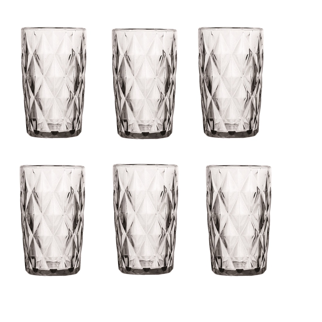 Jogo De Copos De Vidro Diamante 6 unidade Para Agua 400ml | Shopee Brasil