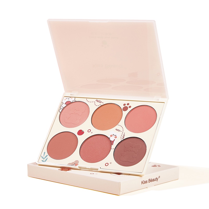 Kiss Beauty Seis-Cores Blush Maquiagem Nua Natural Laranja Sujo Rosa ...