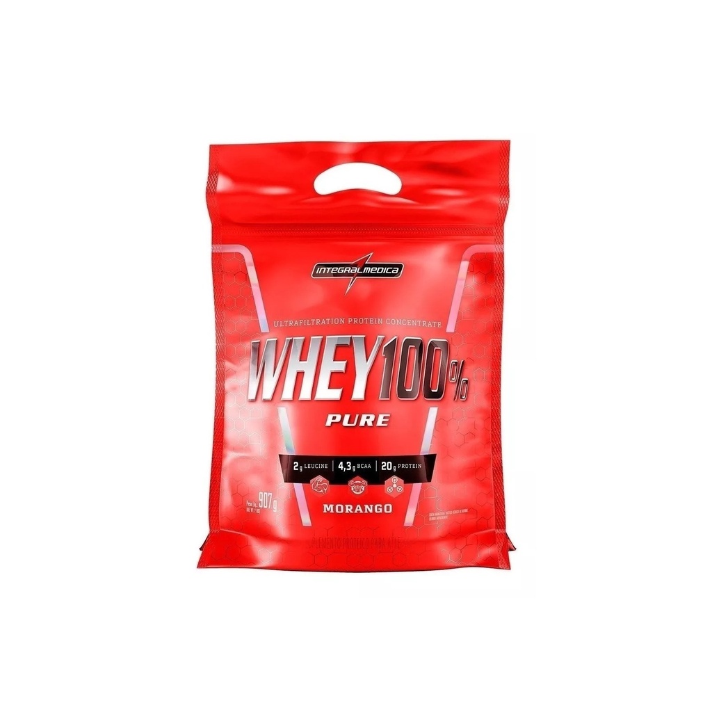 Whey Protein 100% Pure 907g Refil Integral Médica MORANGO | Shopee Brasil