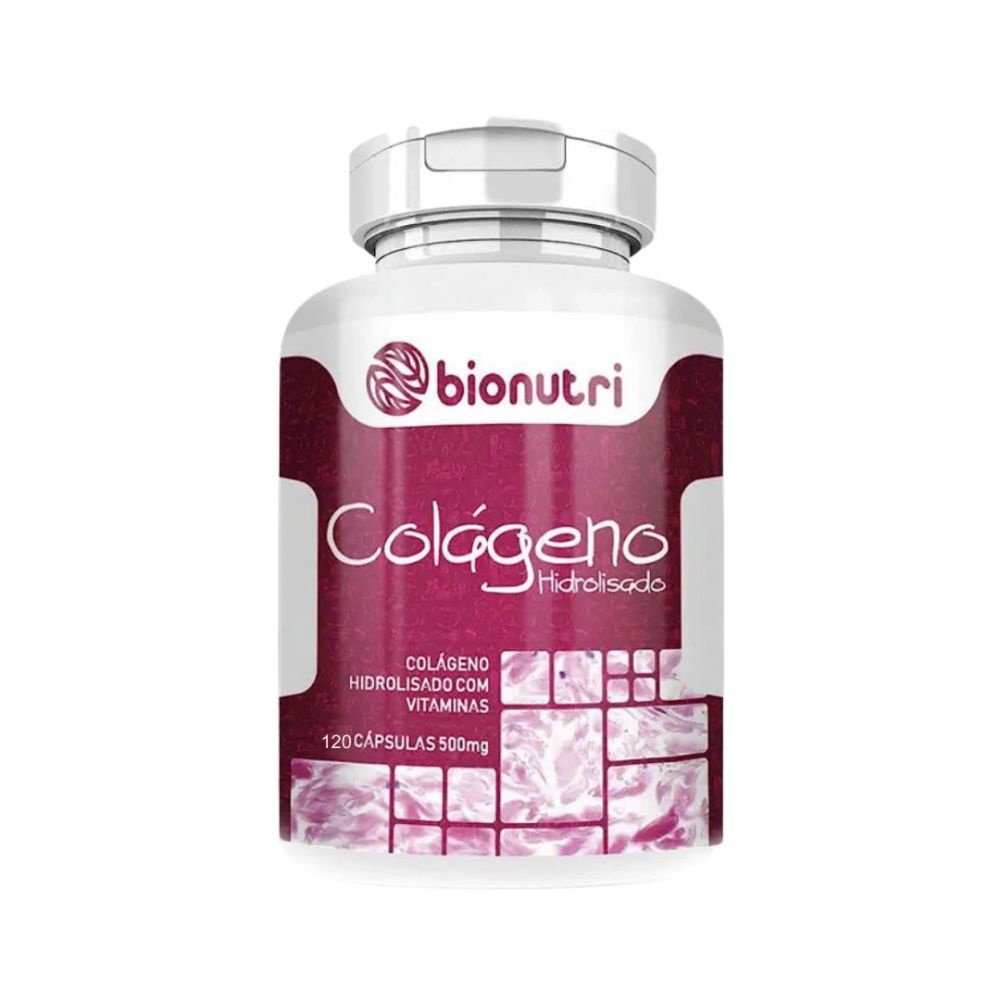 Bionutri Colágeno Hidrolisado com Vitaminas 120 Cáps 500mg Cada ...