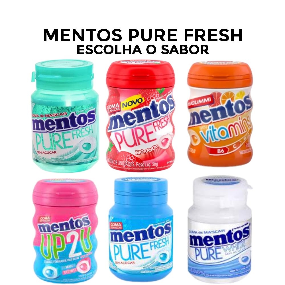Goma de Mascar Chiclete Mentos Pure Fresh Unidade Escolha o Sabor ...