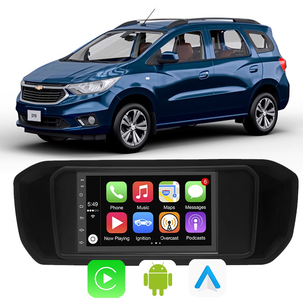 Kit Central Multimidia Carplay Android Auto Chevrolet Spin 2019 2020 2021 2022 2023 2024 7 ...