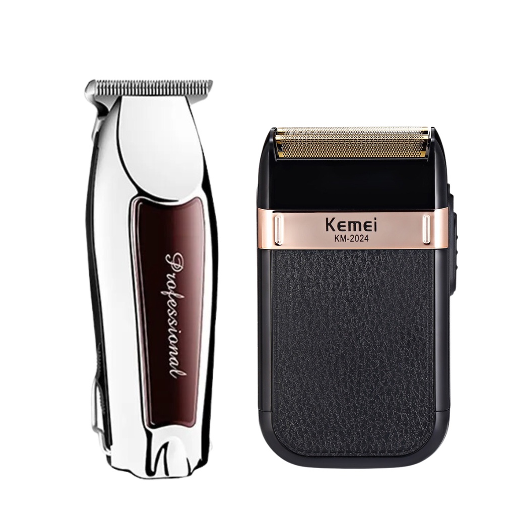 Kit máquinas de Acabamento Profissional Barbear Shaver 2024 e Kemei 9163 Recarregáveis | Shopee ...
