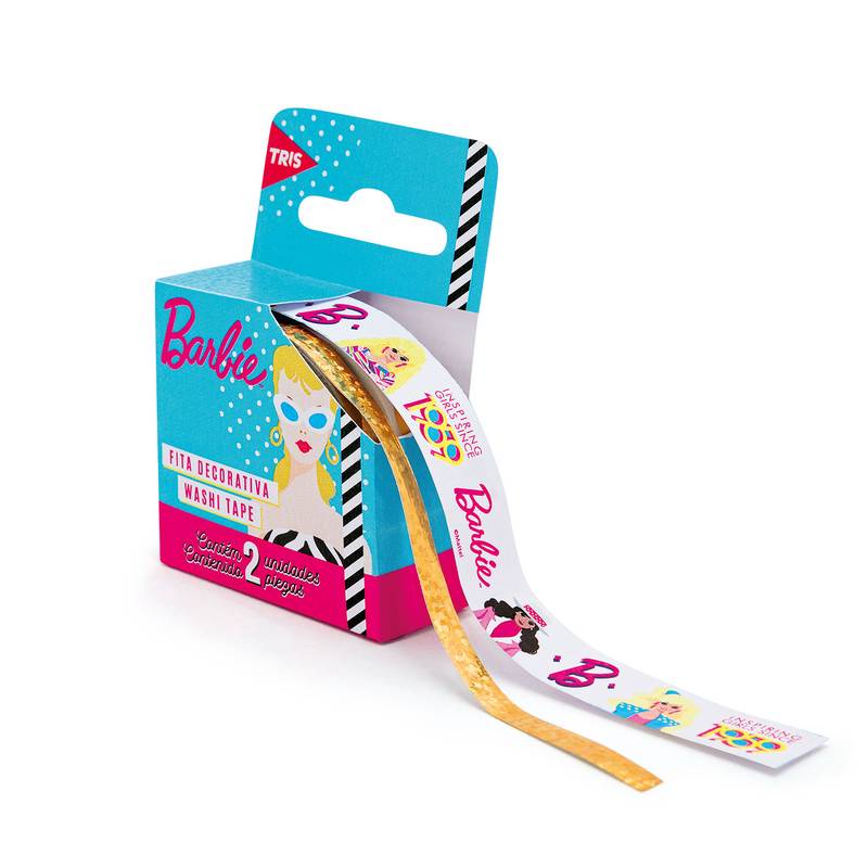Fita Decorativa washi tape Barbie Cx.c/ 2 unid. - TRIS | Shopee Brasil