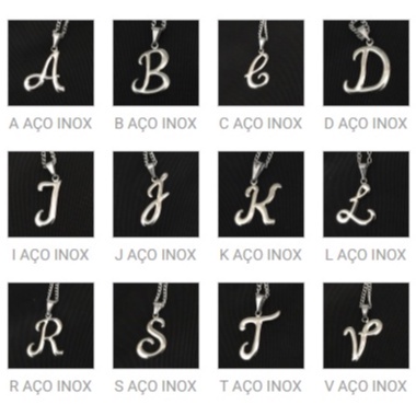 Colares de Letras Cordão Aço Inox Antialérgico Colar Letra Inicial do ...