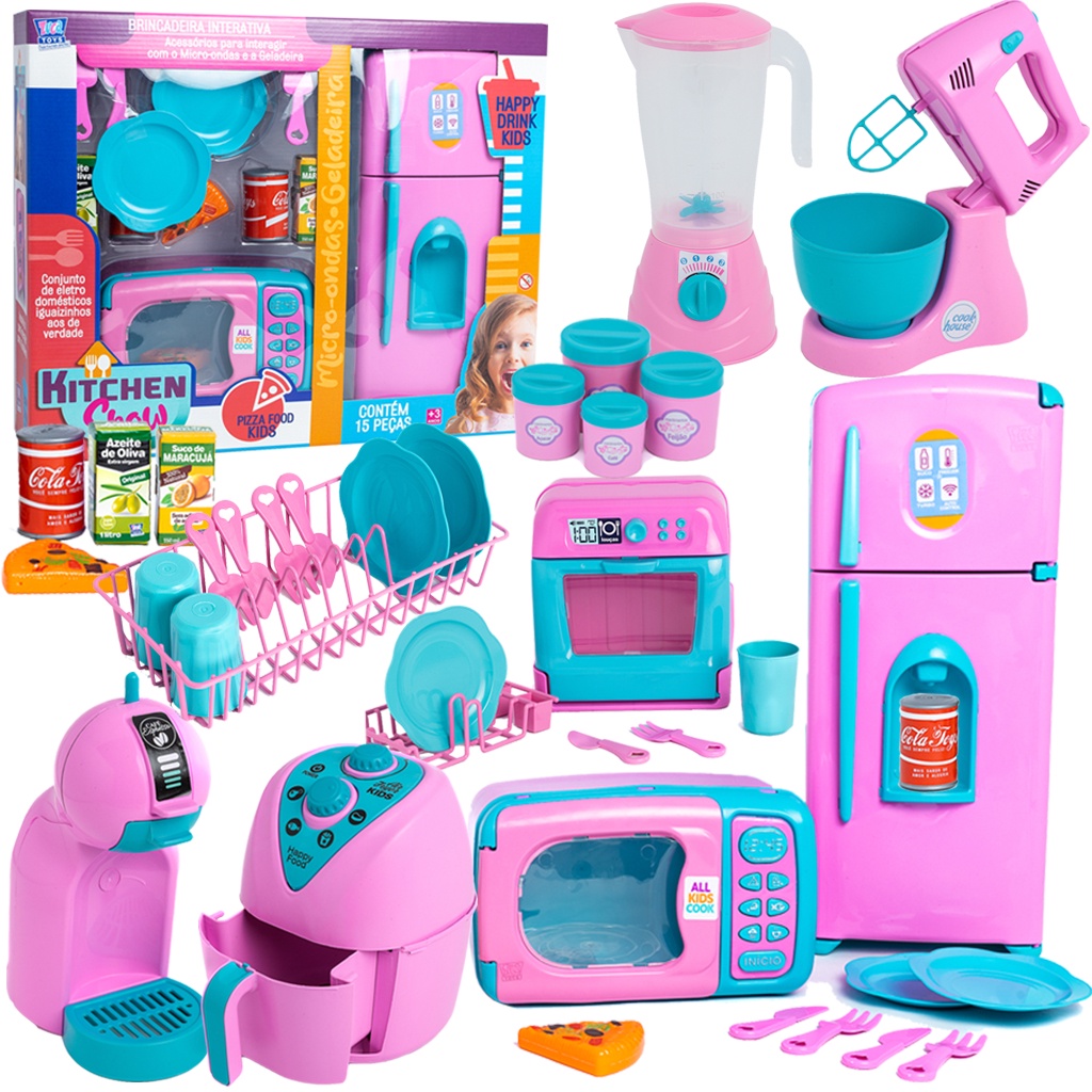 Kit 35 pçs brinquedos de Cozinha Faz De Conta Menina Zucatoys | Shopee ...