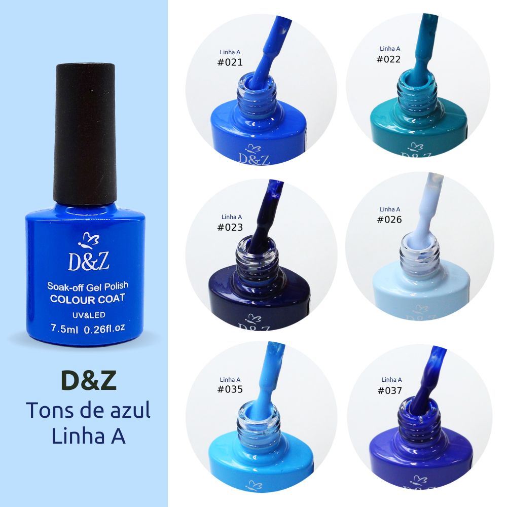 Esmalte em gel Azul D&Z diversos tons 7,5ml UV LED | Shopee Brasil