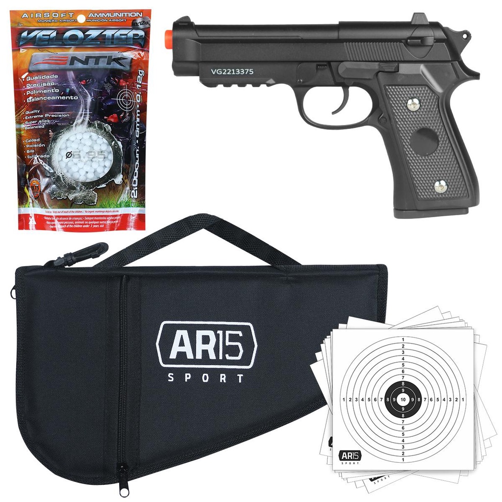 Pistola Airsoft Vigor 6mm PT92 V22 Spring + Capa + bbs 0.20g | Shopee ...