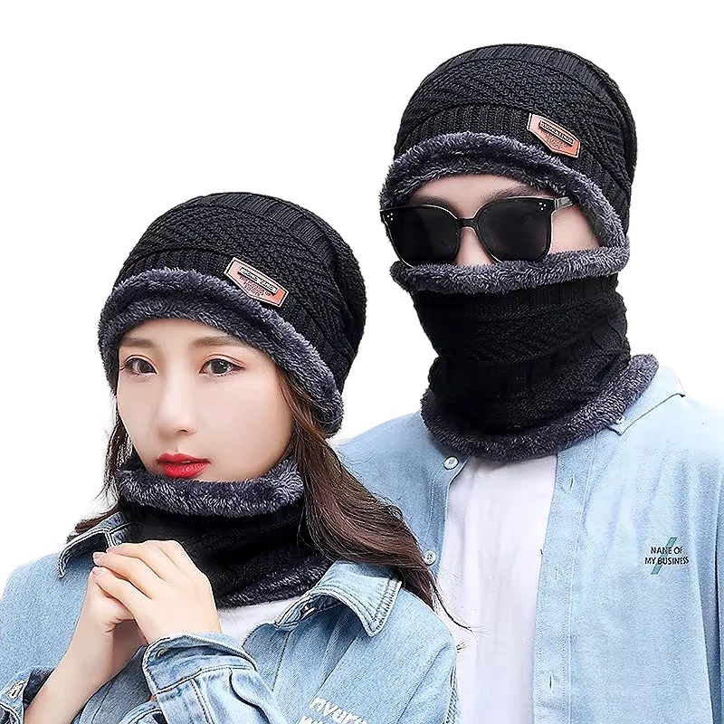 Touca Inverno Com Gola Cachecol Forrada Modelo Unissex | Shopee Brasil