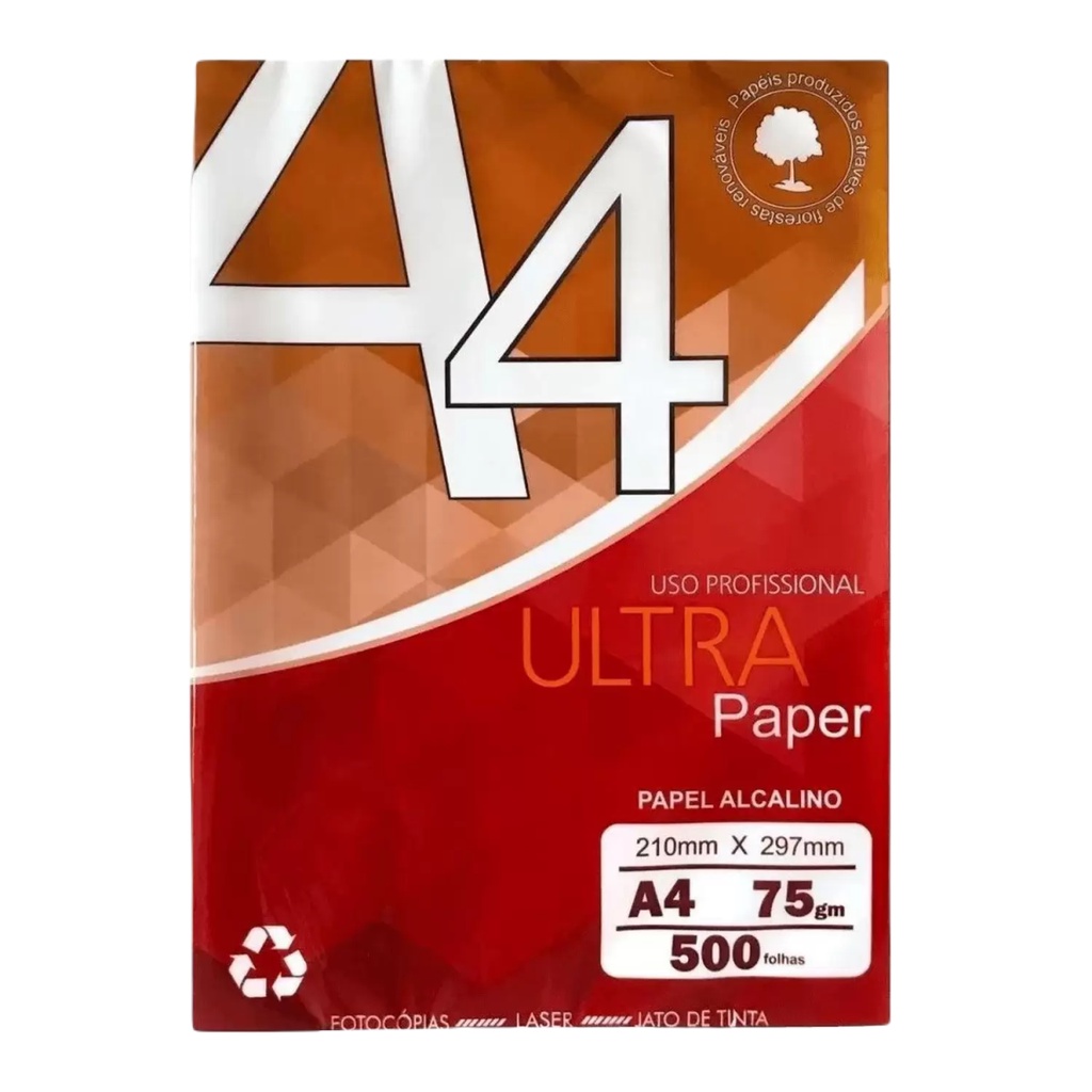 Papel Sulfite Branco A4 75g 210mm x 297mm Ultra Paper pacote com 500 ...