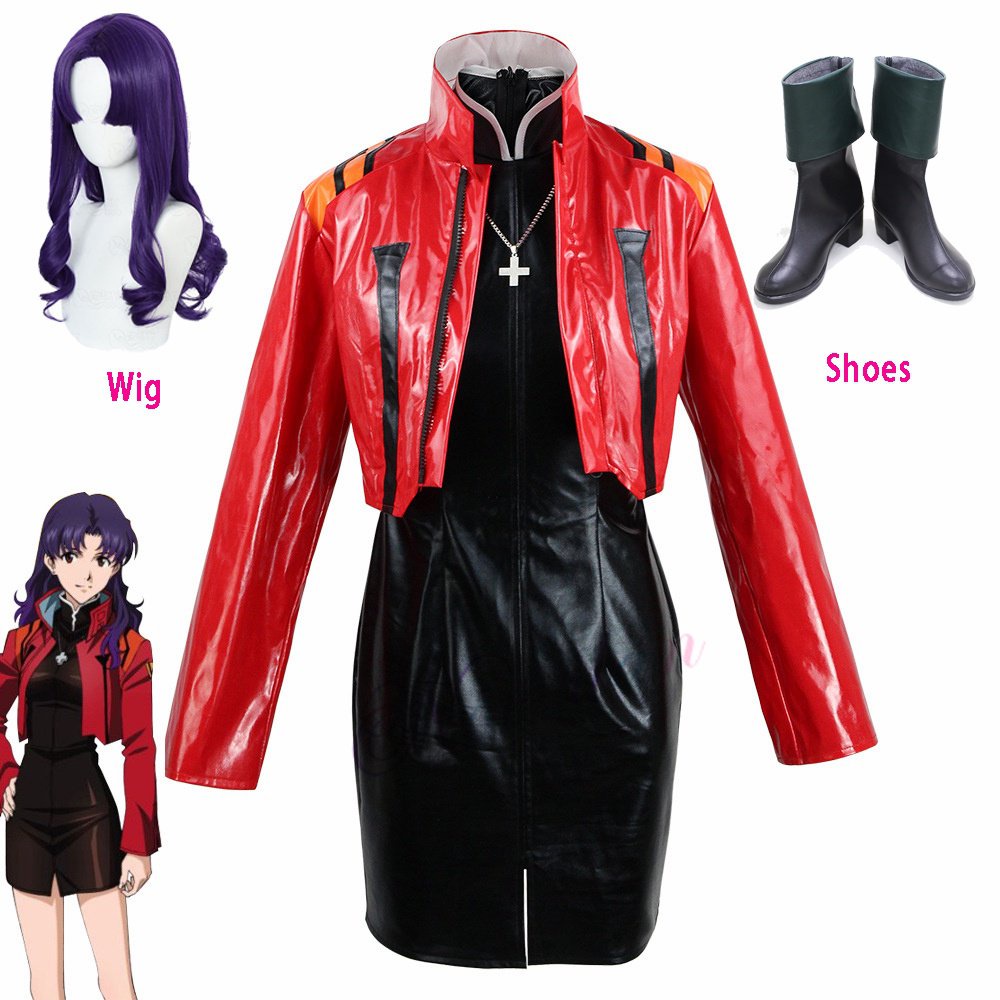 [Pronto] Anime Eva Katsuragi Misato Cosplay traje jaqueta vestido Sexy ...