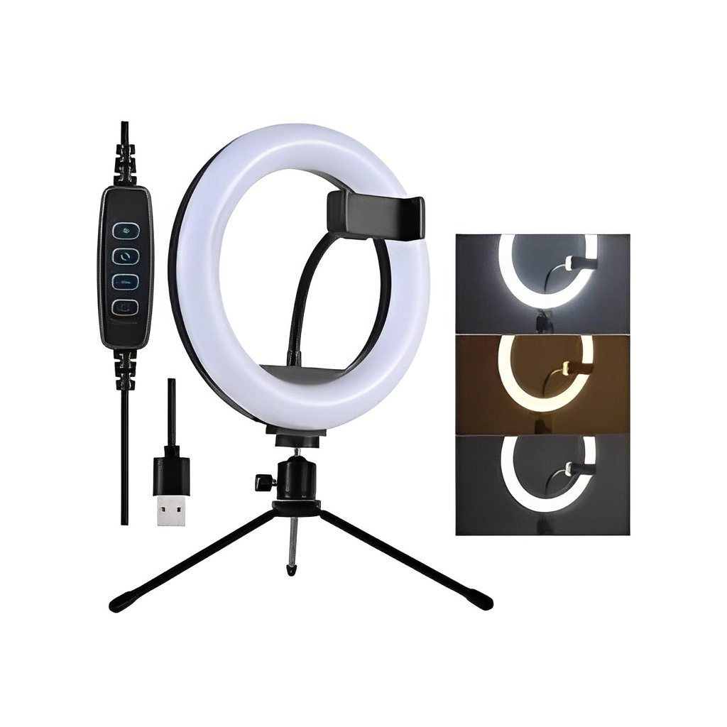 Kit Completo Ring Light 8 polegadas Com Tripé Dimmer Youtuber Selfie Pro | Shopee Brasil