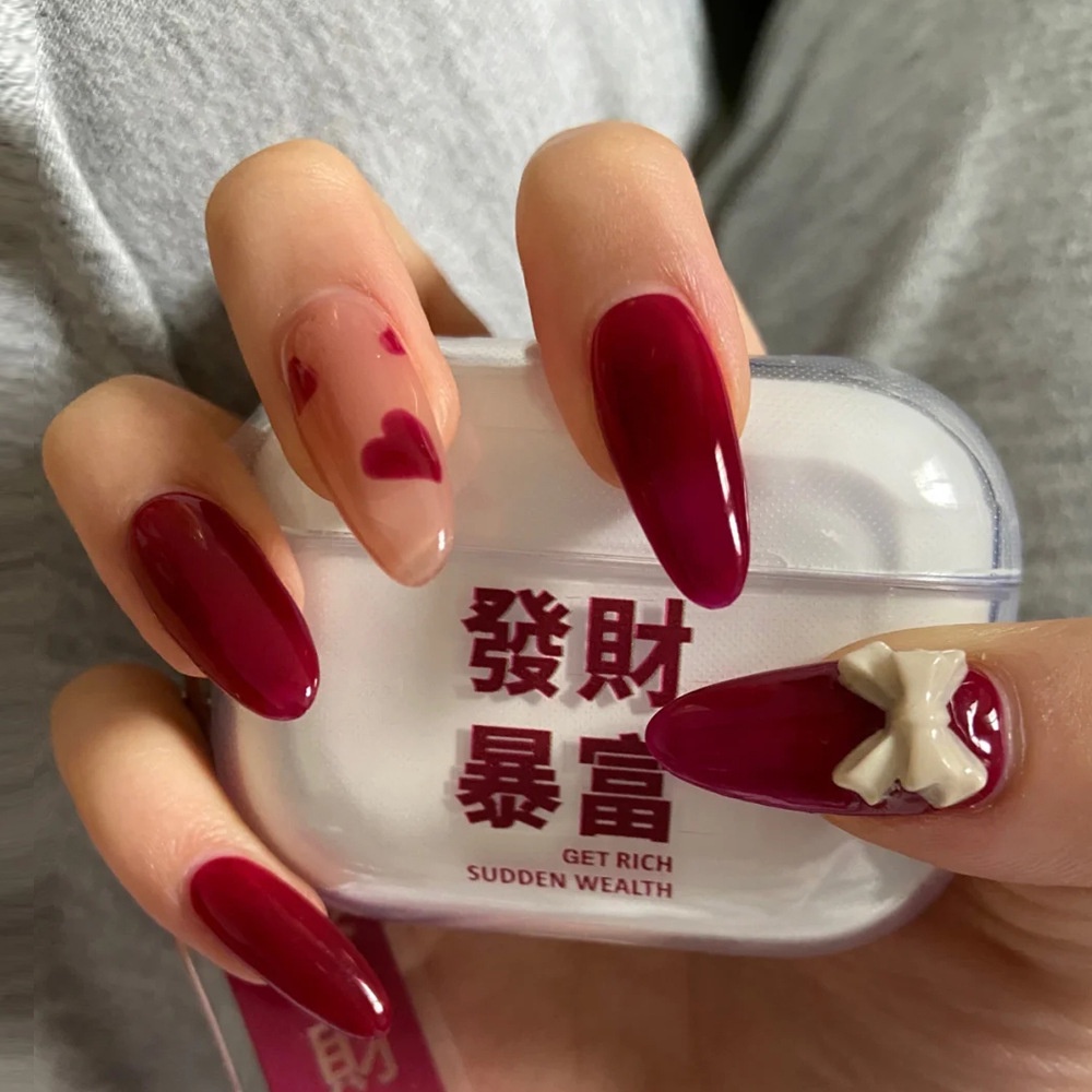 Prego Vermelho Francês Do Amor Cola Gelatinosa Em Pregos De Capa ...