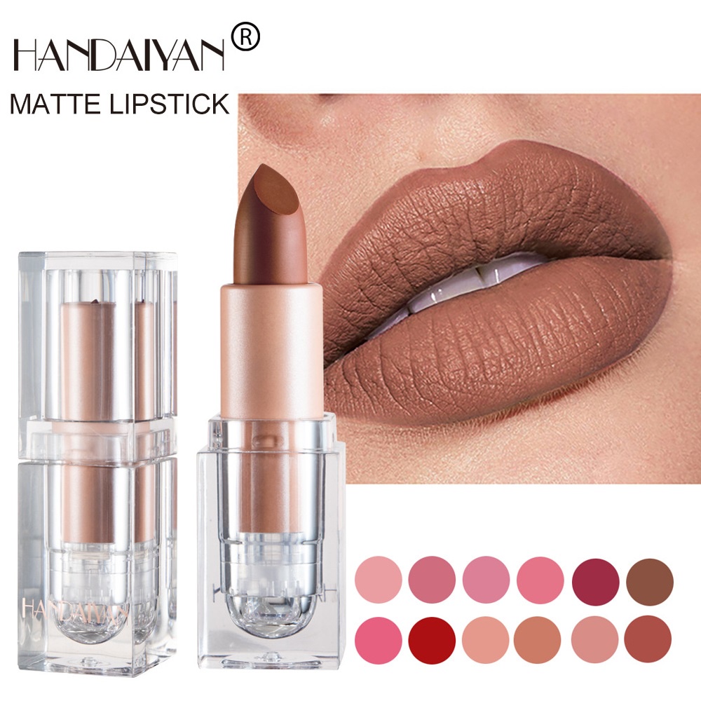 HANDAIYAN Baton Matte Lipstick Batom De Veludo À Prova D'água Castanho ...