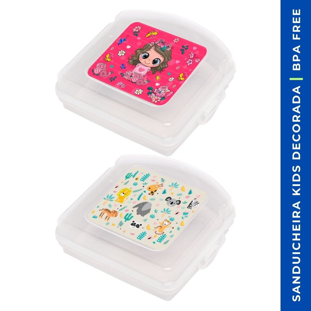 Sanduicheira Lancheira Plástica Infantil Decorada Escolar BPA Free ...
