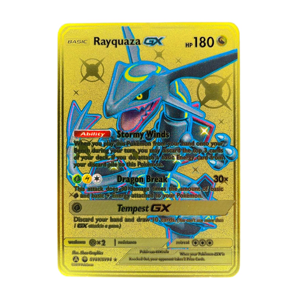 Carta Pokemon Em Metal Rayquaza GX Shiny - Colecionador | Shopee Brasil