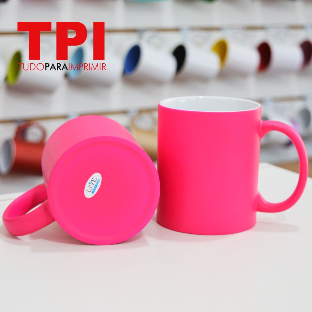 Caneca Neon - LIVE, Caneca para Sublimação, Caneca Neon Sublimática ...