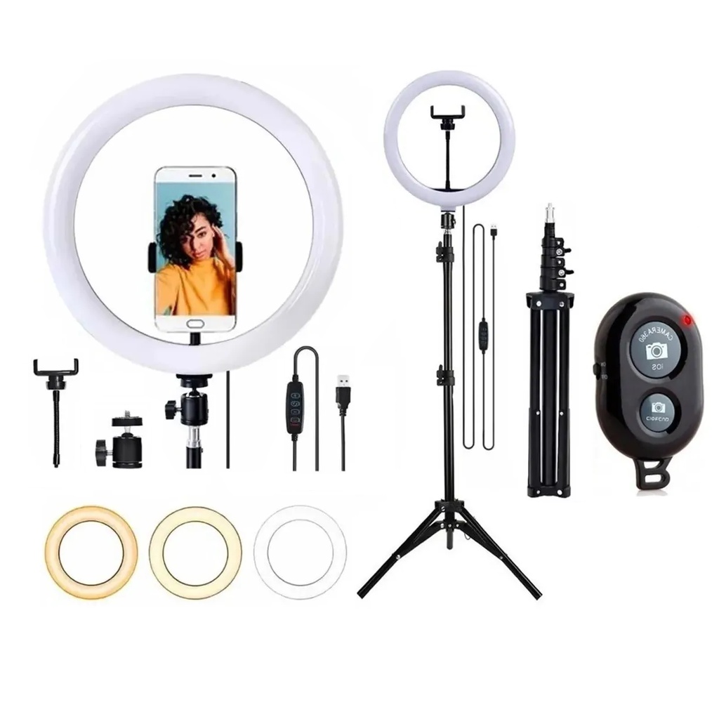 Ring Light Com Tripé De 2,10 Metros Profissional Grande Hing Light Iluminador Facial Com Tripe ...