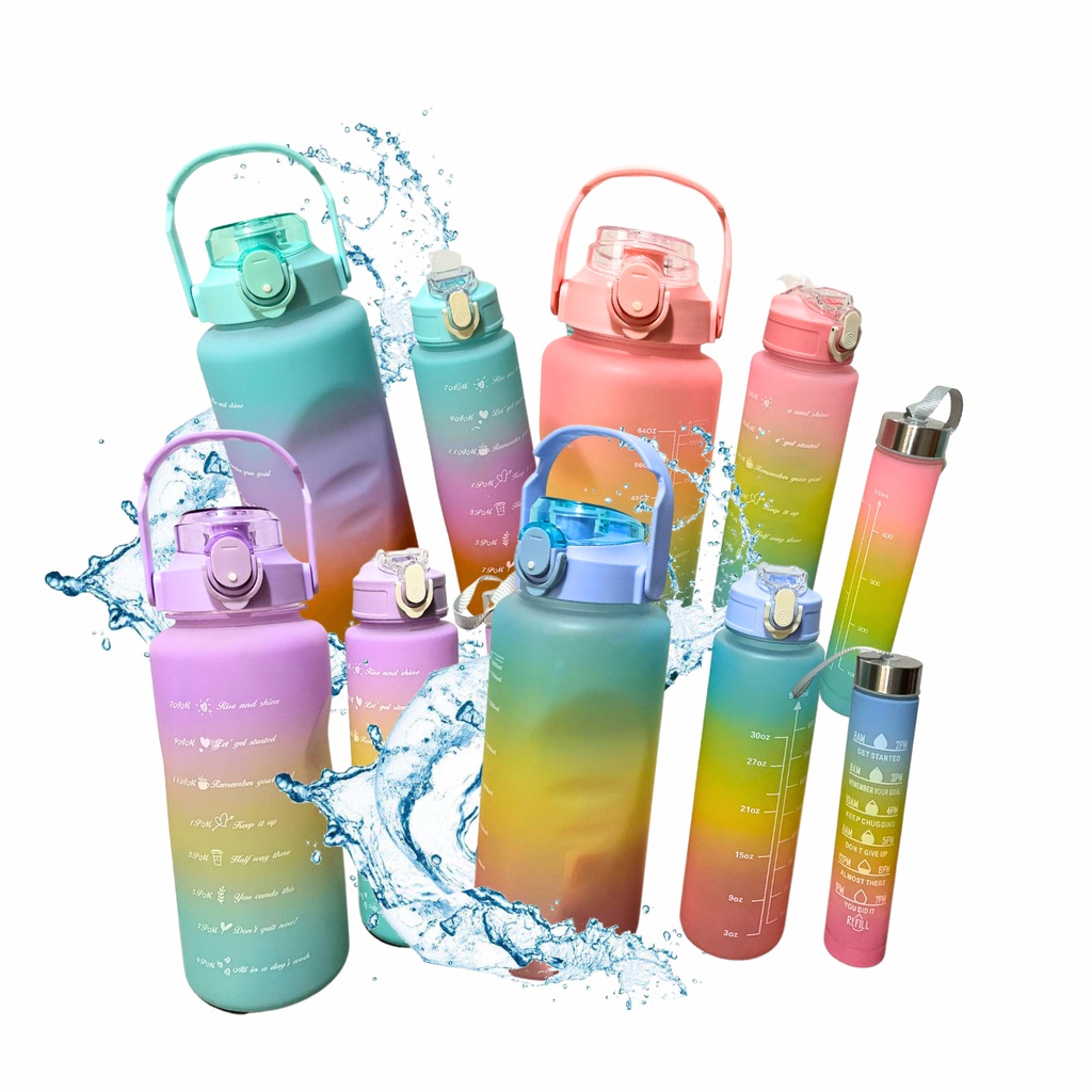 Kit 3 Garrafas Motivacional Fitness Squeeze Tay Day Hora Certa 2 Litros 900ml e 500ml c ...