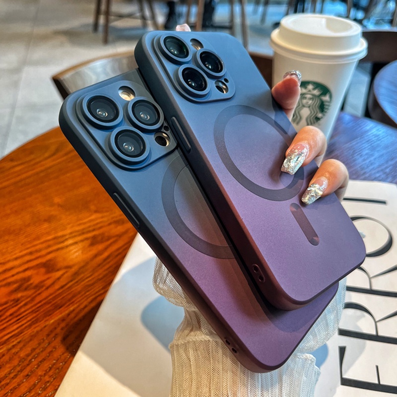 Moda Gradiente Cor Macio Silicone Magsafe Caso Para iPhone 16 15 14 13 12 11 Pro Max Protetor De ...