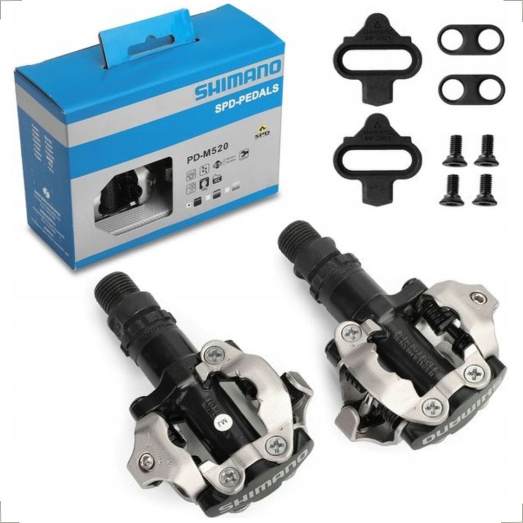 Pedal Shimano Pd-m520 Mtb Preto Com Tacos 100% Original Bike | Shopee Brasil