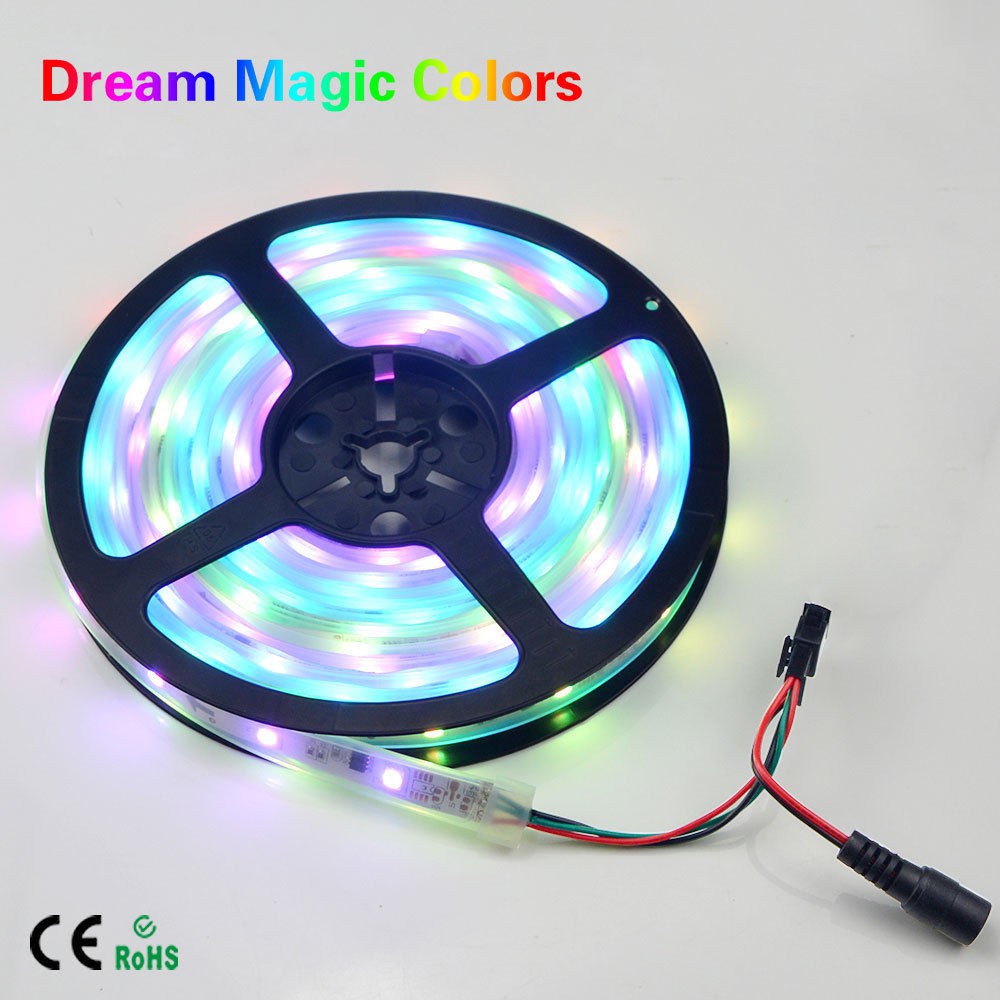 Fita LED RGB 5M IP67 À Prova D'água Com Chip IC WS 2811 E Cor Magic ...