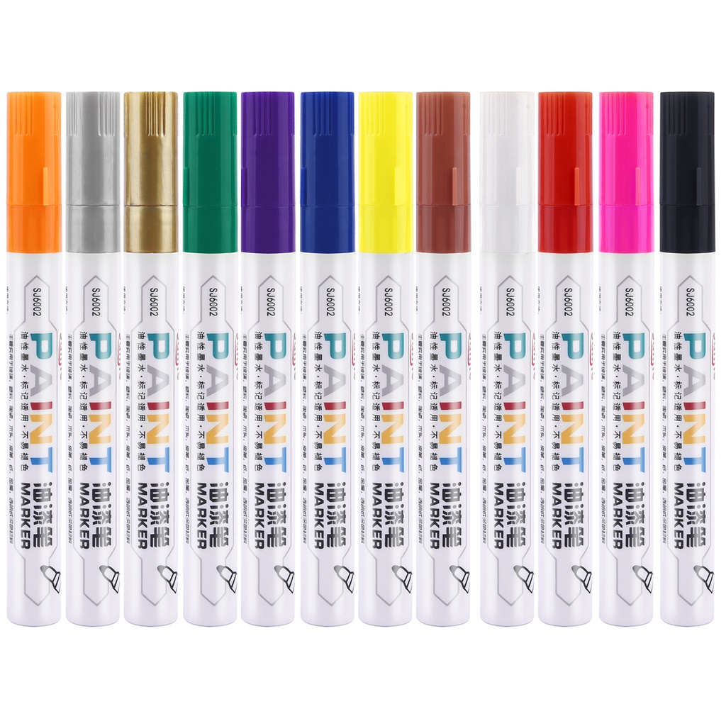 12 Color Paint Marker Pen White Waterproof Car Tyre Tire Tread CD Metal ...