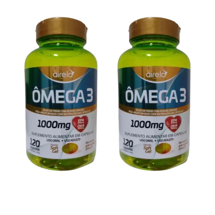 Suplemento Alimentar Ômega 3 Airela EPA 540mg + DHA 360mg C/120 Caps. - Kit C/2 | Shopee Brasil