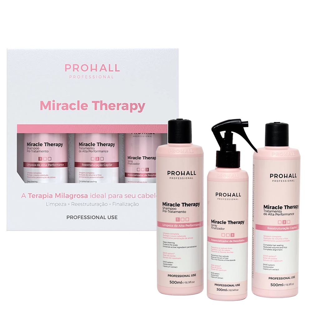 Prohall Kit Miracle Terapy Profissional Reestruturação Capilar Orgânico ...