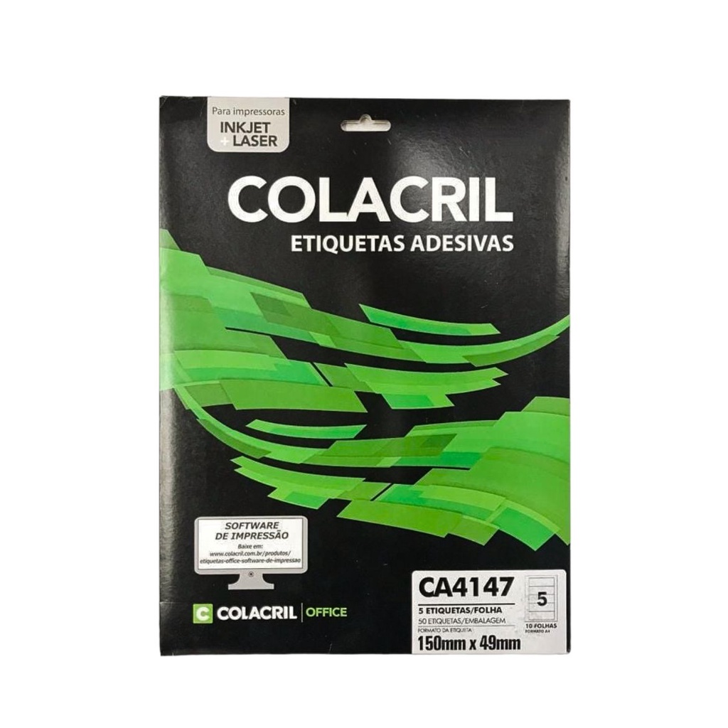 Etiqueta Adesiva A4 CA4147 Colacril 150mm X 49mm 10 Folhas | Shopee Brasil