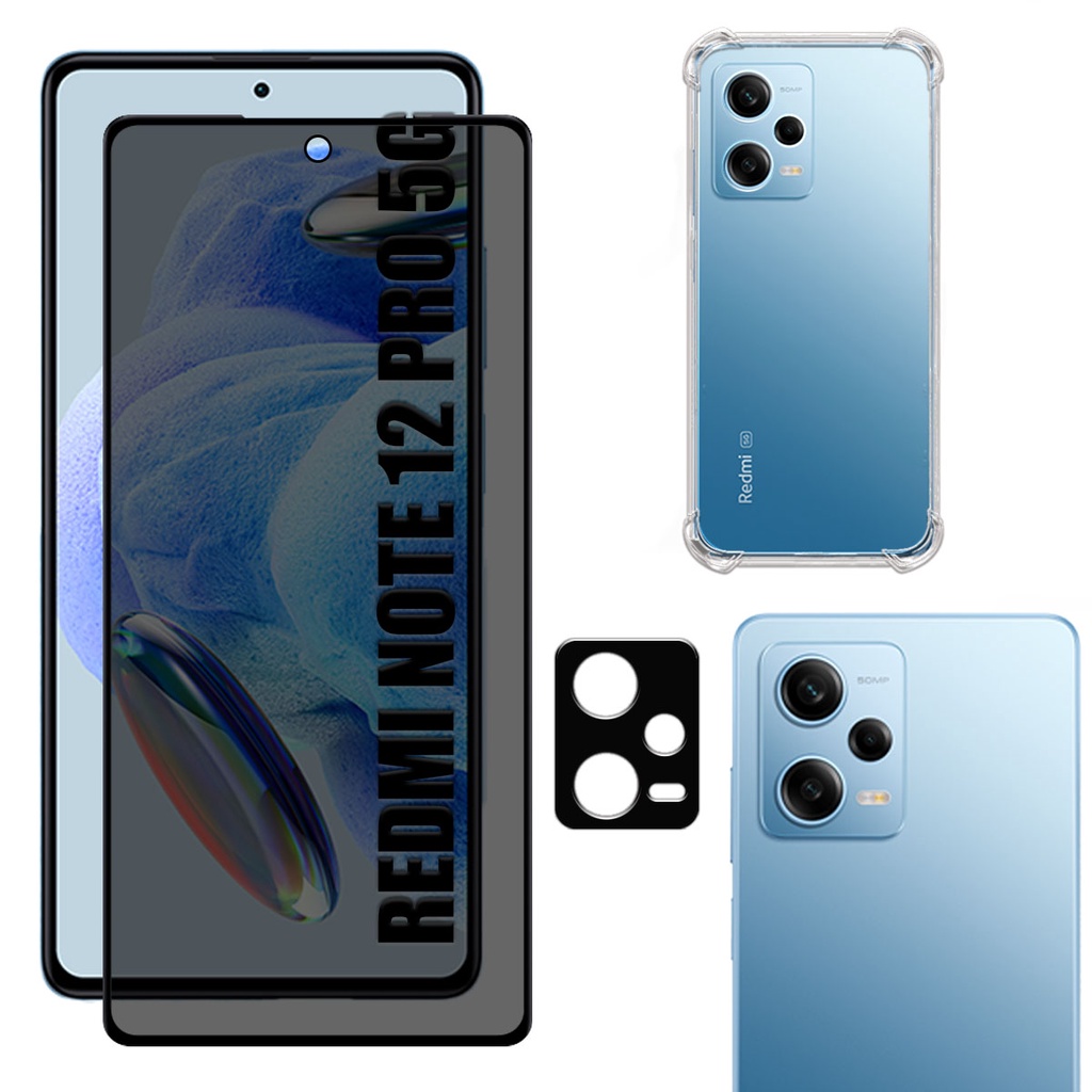 Kit Para Redmi Note 12 Pro 5g | Película de Privacidade 3D - Capa Anti Shock - Película da ...