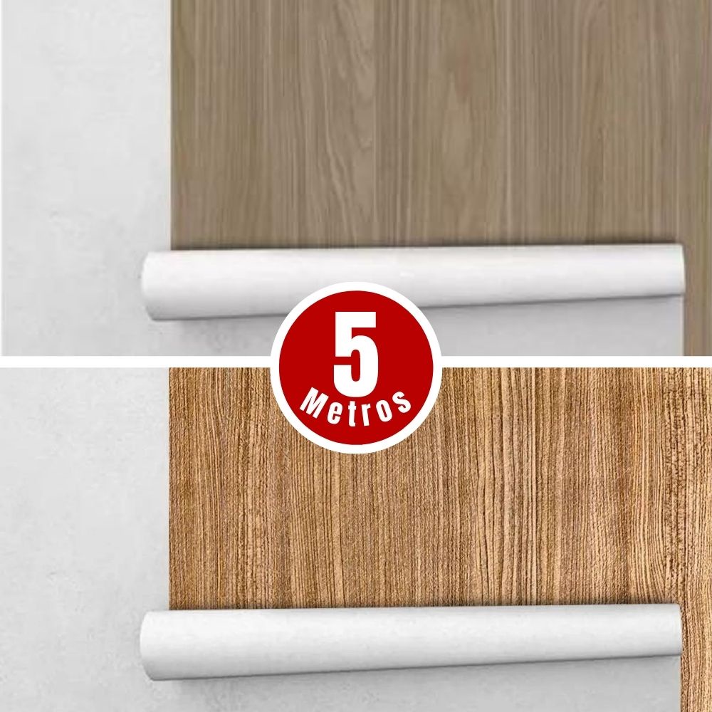 Papel de Parede PREMIUM Rolo 5m x 45cm Adesivo Autocolante Amadeirado ...