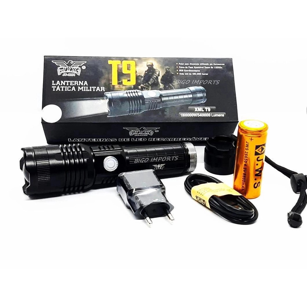 Lanterna Tatica Recarregavel T9 4 Janelas Novidade 5400000lm | Shopee Brasil