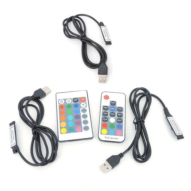 Porta USB 5V mini 3key 17key 24key 4Pin RGB Fita LED Controle De RF ...