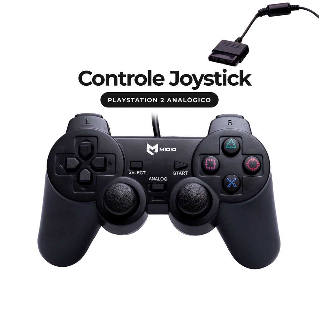 Controle Joystick Para Playstation 2 Preto Analógico Ps2 | Shopee Brasil